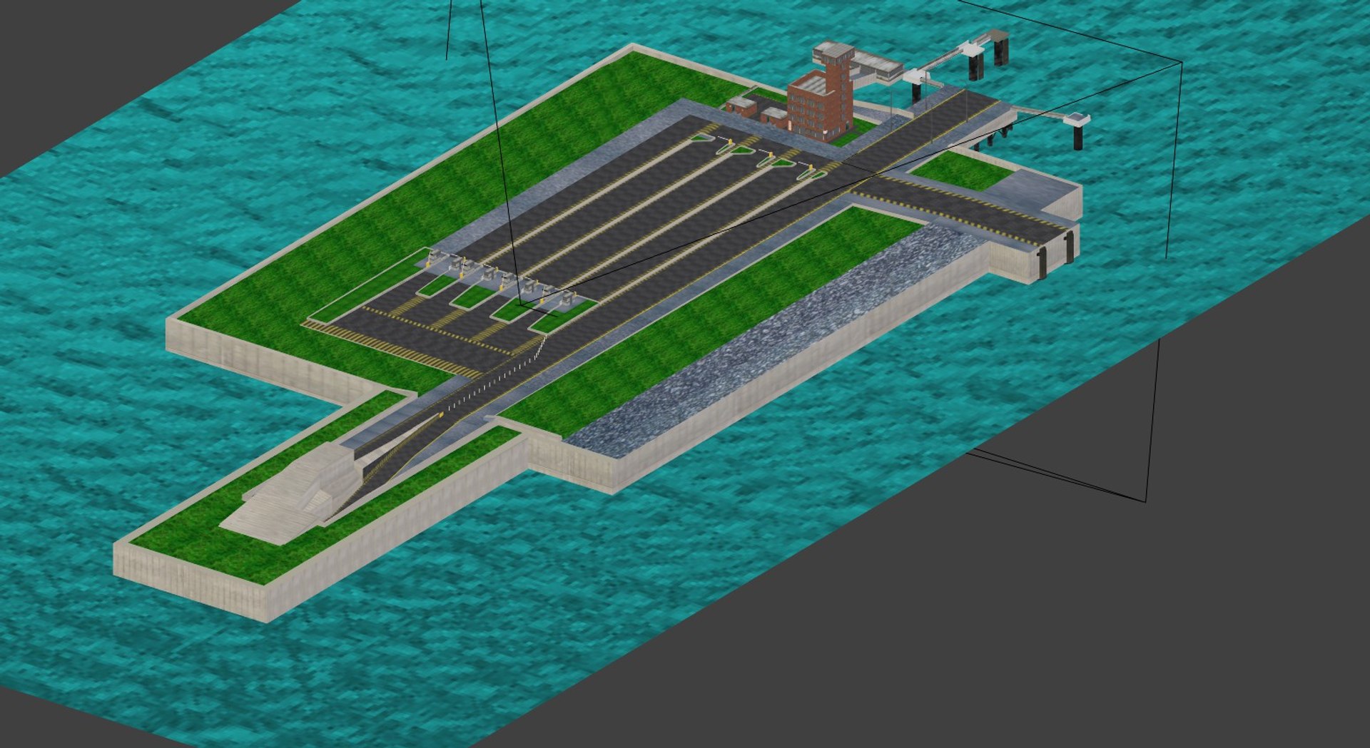 Basic Ferry Harbour 3d Model