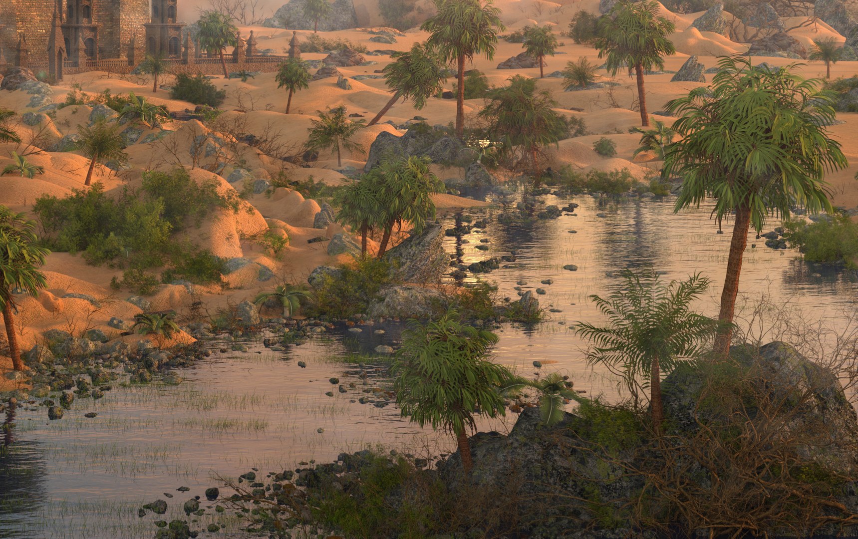 3D Model Fantasy Oasis Castle - TurboSquid 2182638