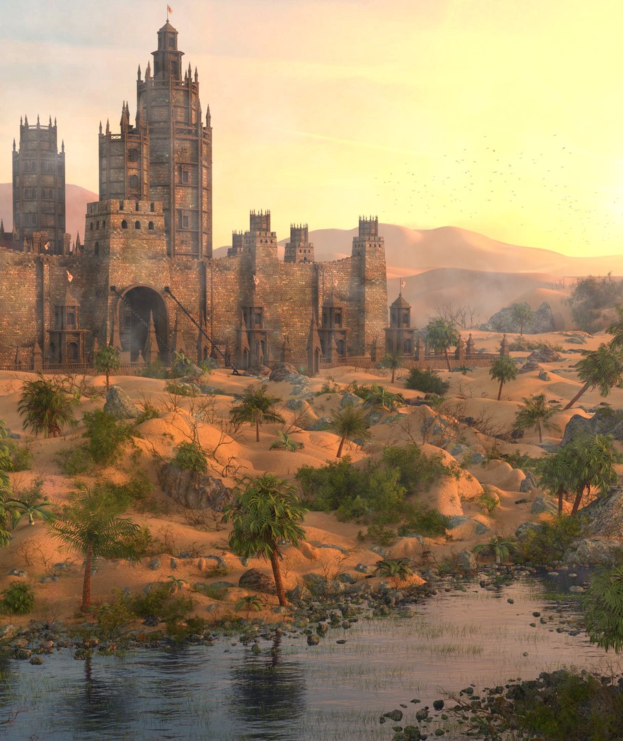 3D Model Fantasy Oasis Castle - TurboSquid 2182638