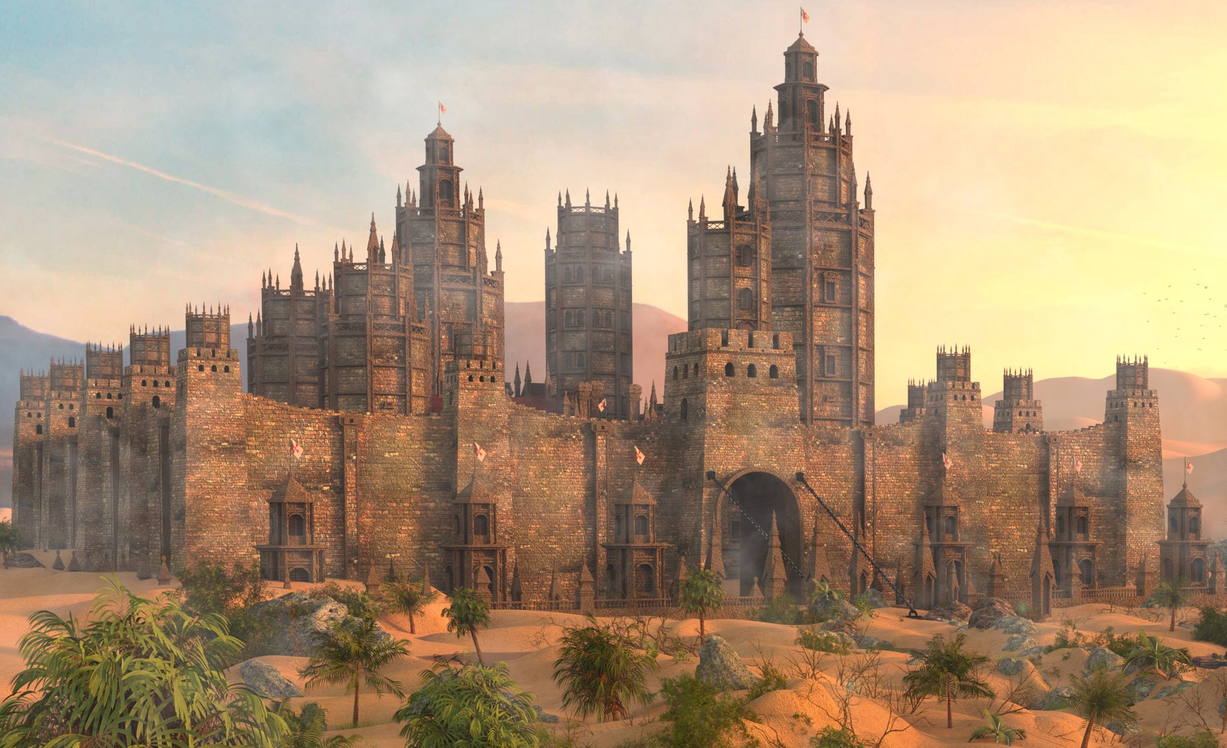 3D Model Fantasy Oasis Castle - TurboSquid 2182638