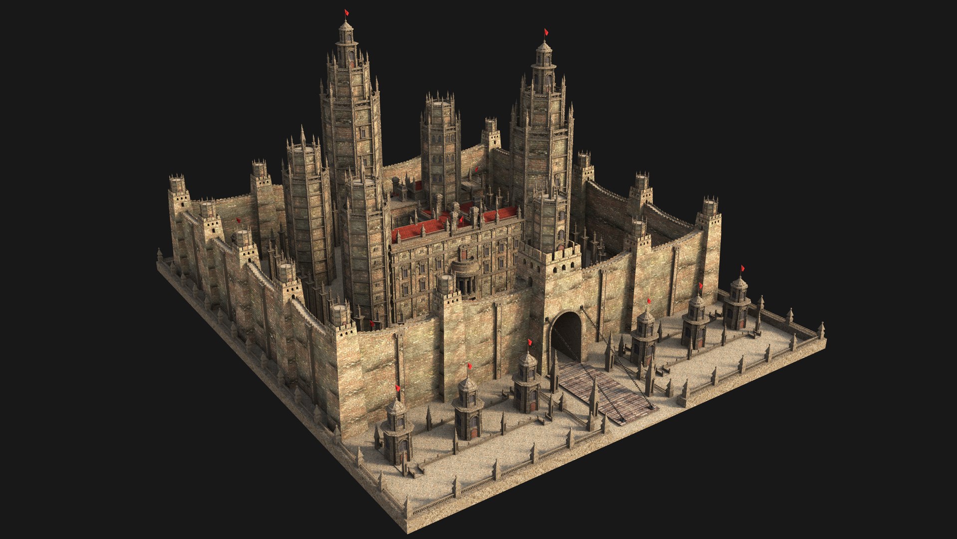 3D Model Fantasy Oasis Castle - TurboSquid 2182638