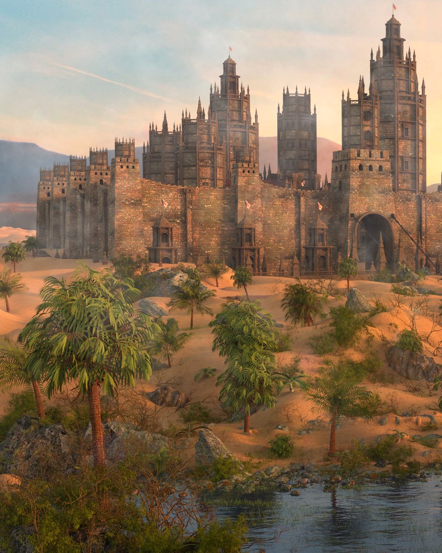 3D Model Fantasy Oasis Castle - TurboSquid 2182638