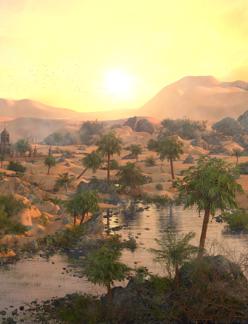 3D Model Fantasy Oasis Castle - TurboSquid 2182638