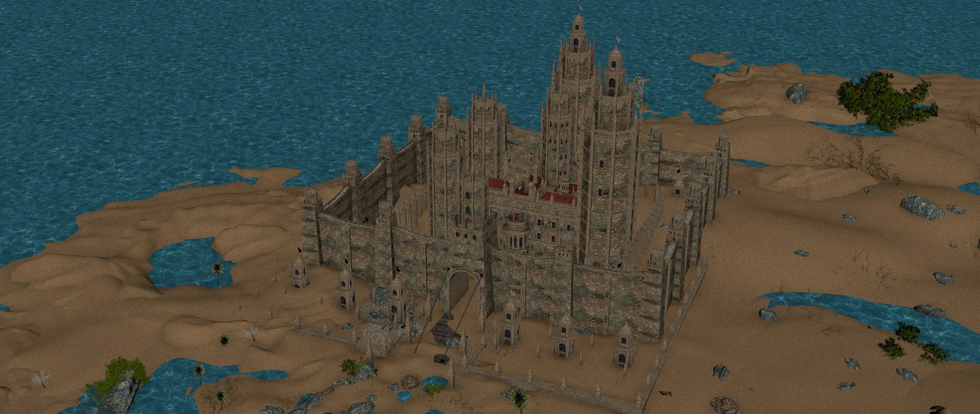 3D Model Fantasy Oasis Castle - TurboSquid 2182638