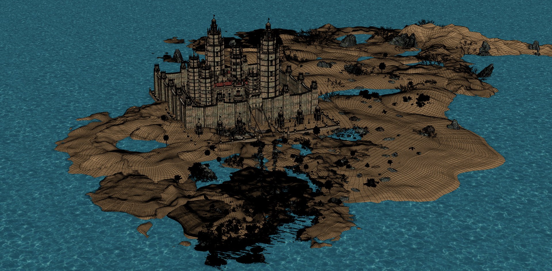 3D Model Fantasy Oasis Castle - TurboSquid 2182638