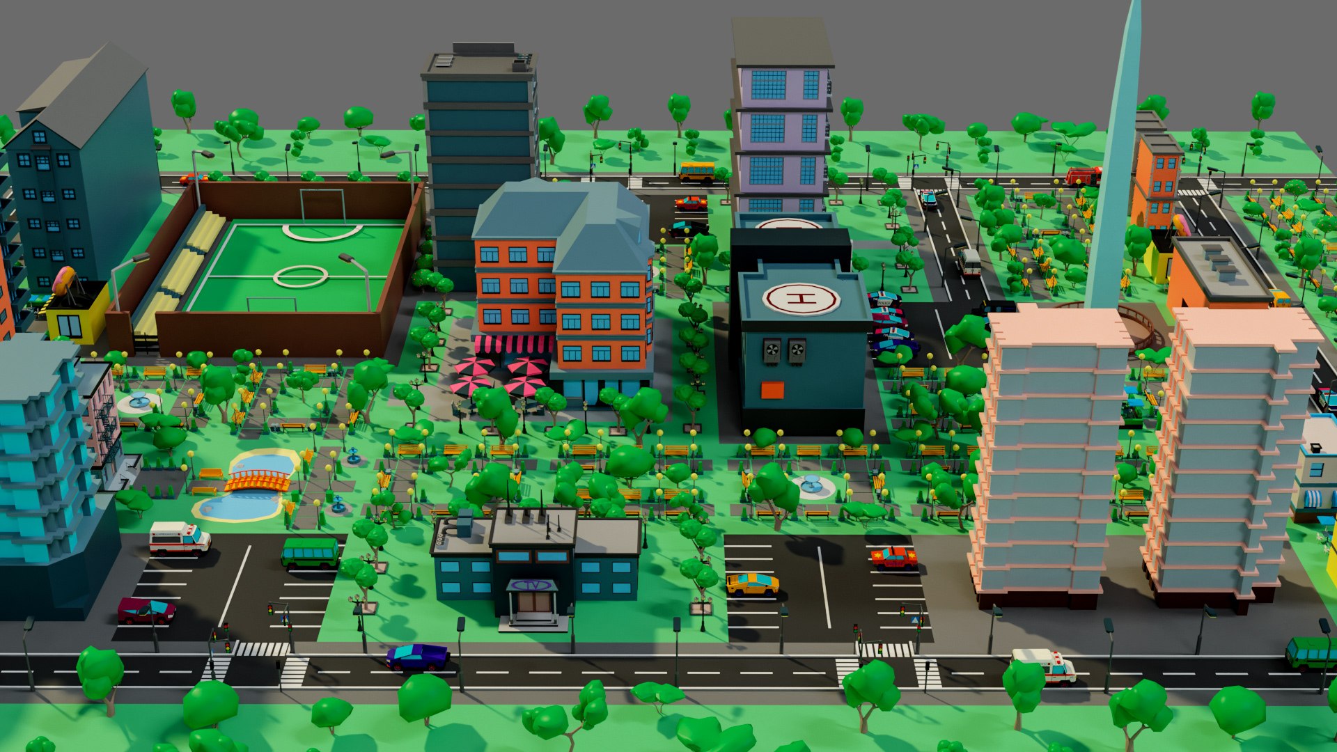 3D model Low poly city - TurboSquid 2153582
