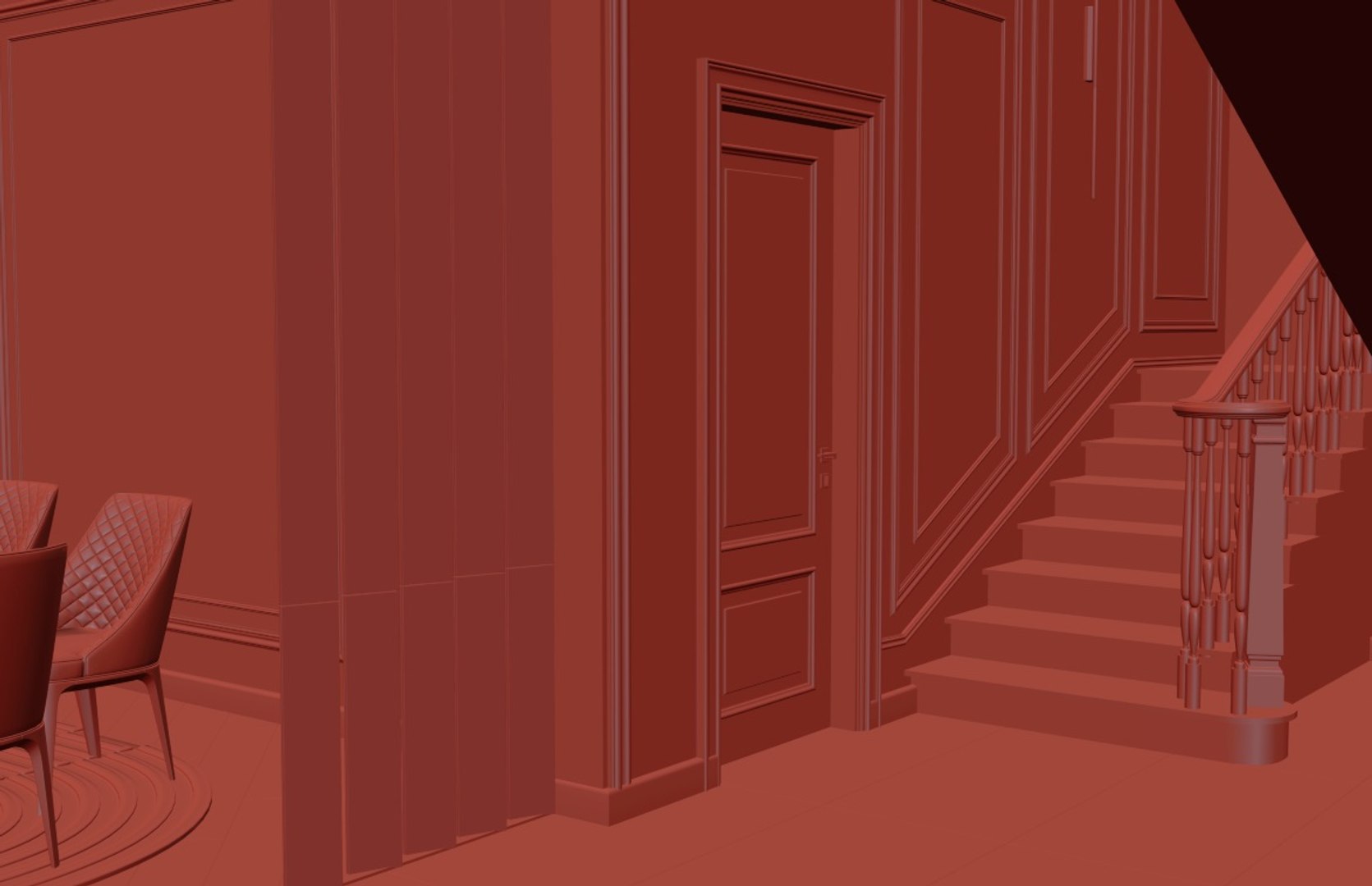 3D Living Room And Hallway Model - TurboSquid 2302693