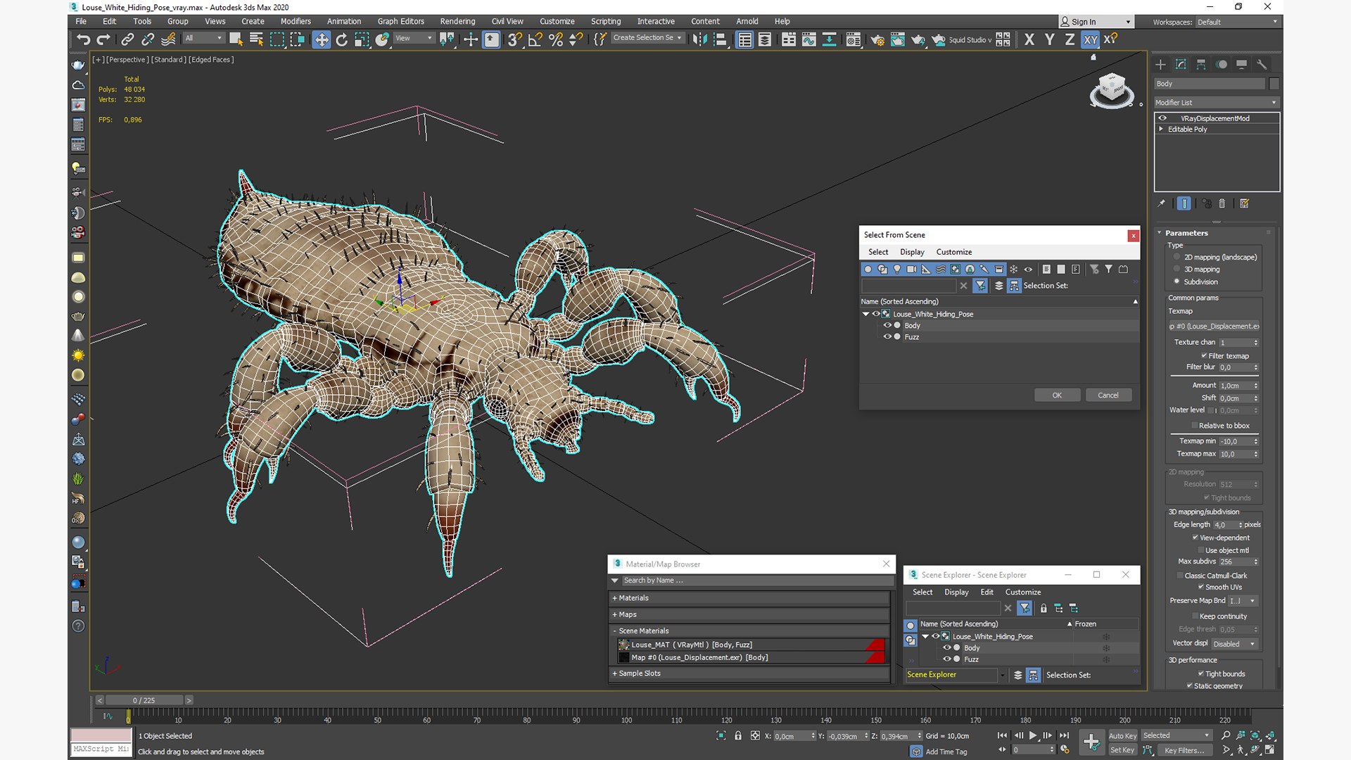3D Louse White Hiding Pose Model - TurboSquid 2386294