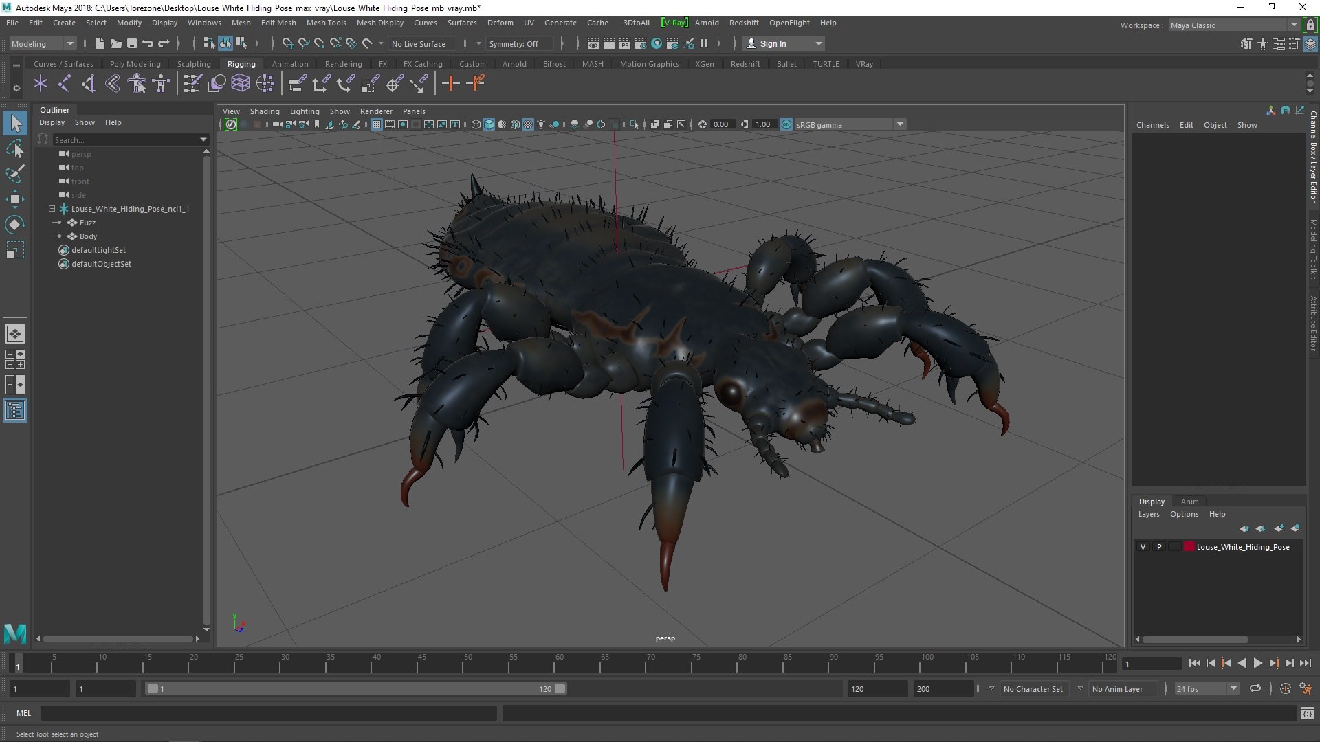 3D Louse White Hiding Pose Model - TurboSquid 2386294