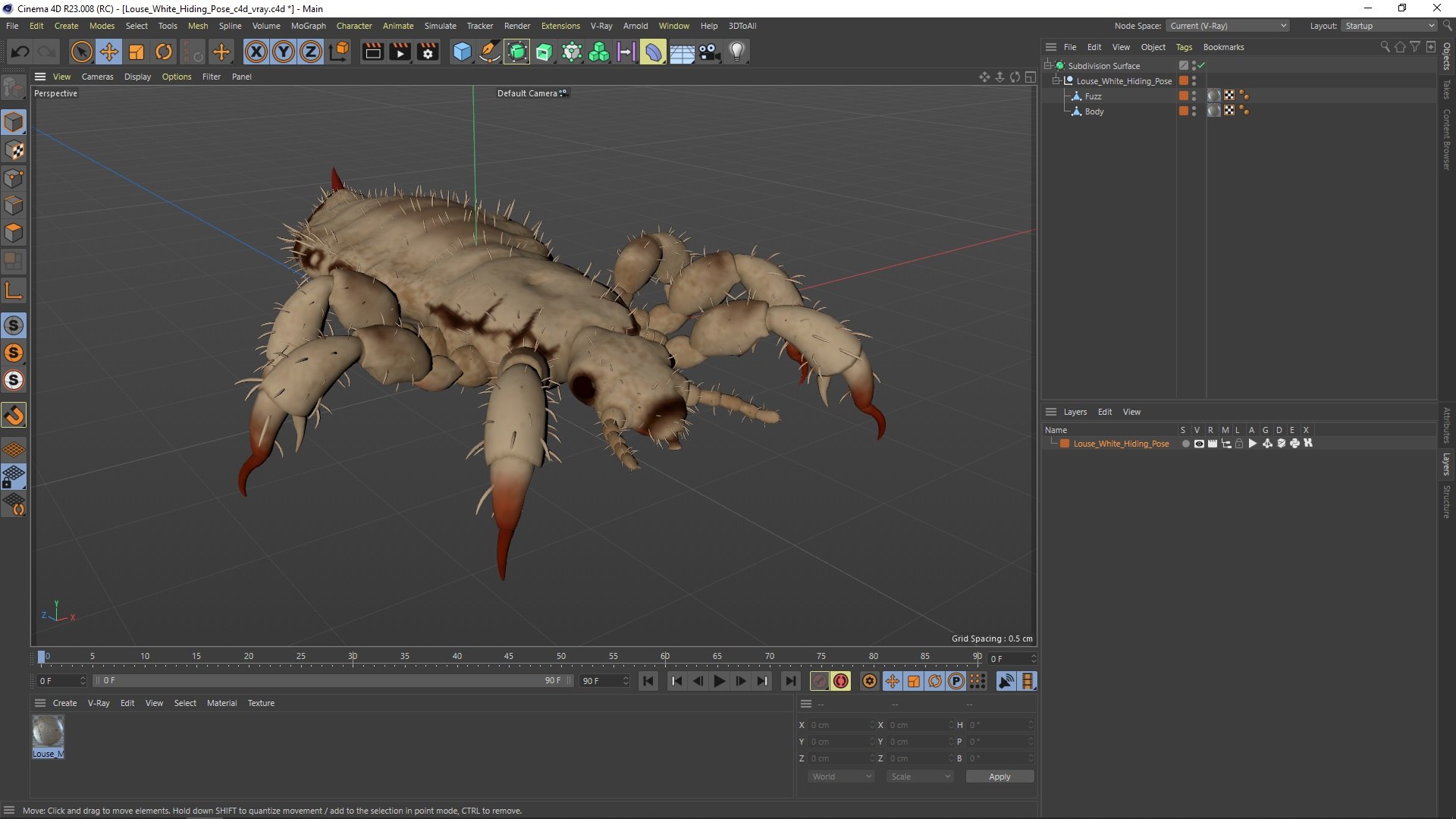 3D Louse White Hiding Pose Model - TurboSquid 2386294