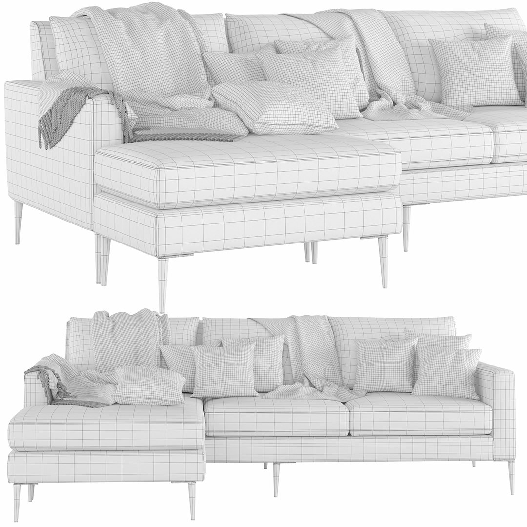 3D Model Sofa Brunel Corner Chaise - TurboSquid 1990218