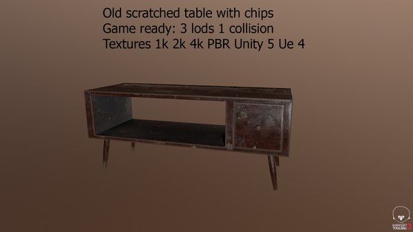 Old scratched table chips 3D model - TurboSquid 1291456