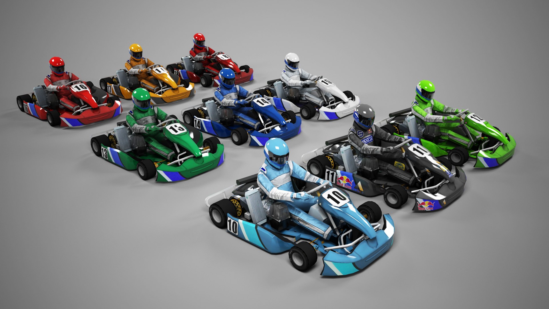 3D 9 Go-karts 1 Race Track - TurboSquid 1199063