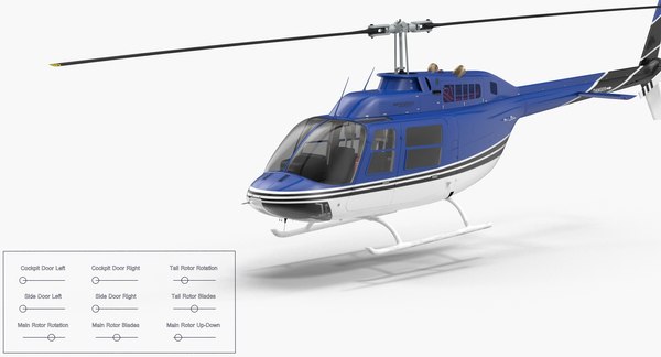 bell 206 jetranger rigged 3d model