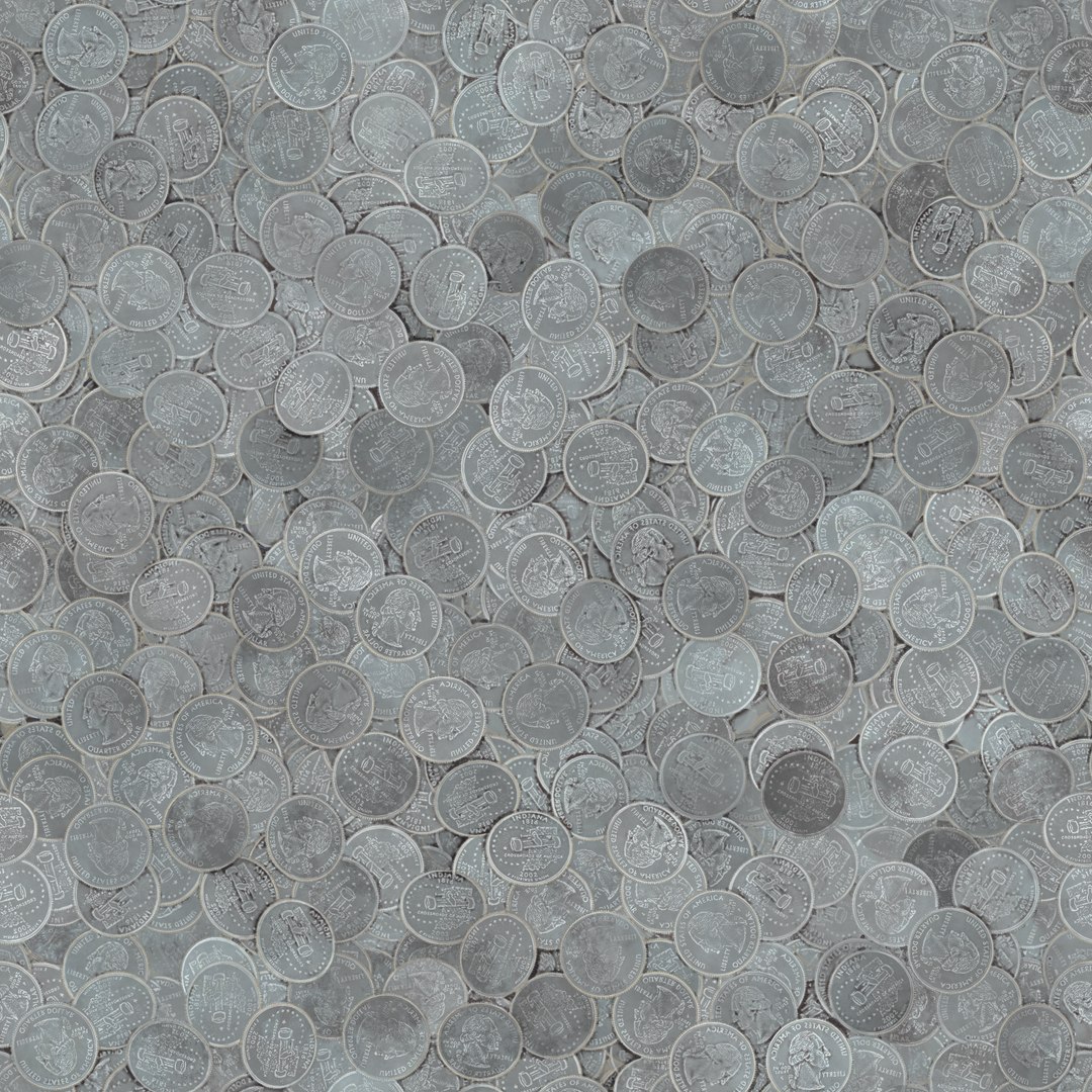 Realistic US Quarter Coins Seamless PBR Material Texture 3D Model ...