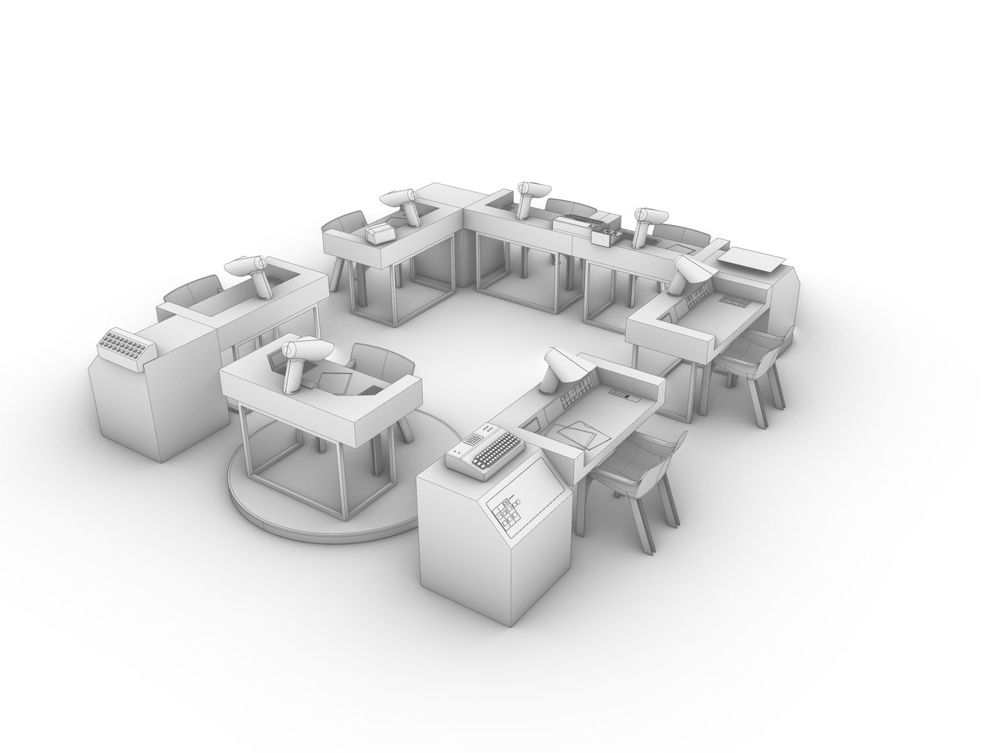 Moonbase Main Mission Desks 3D Model - TurboSquid 1981354