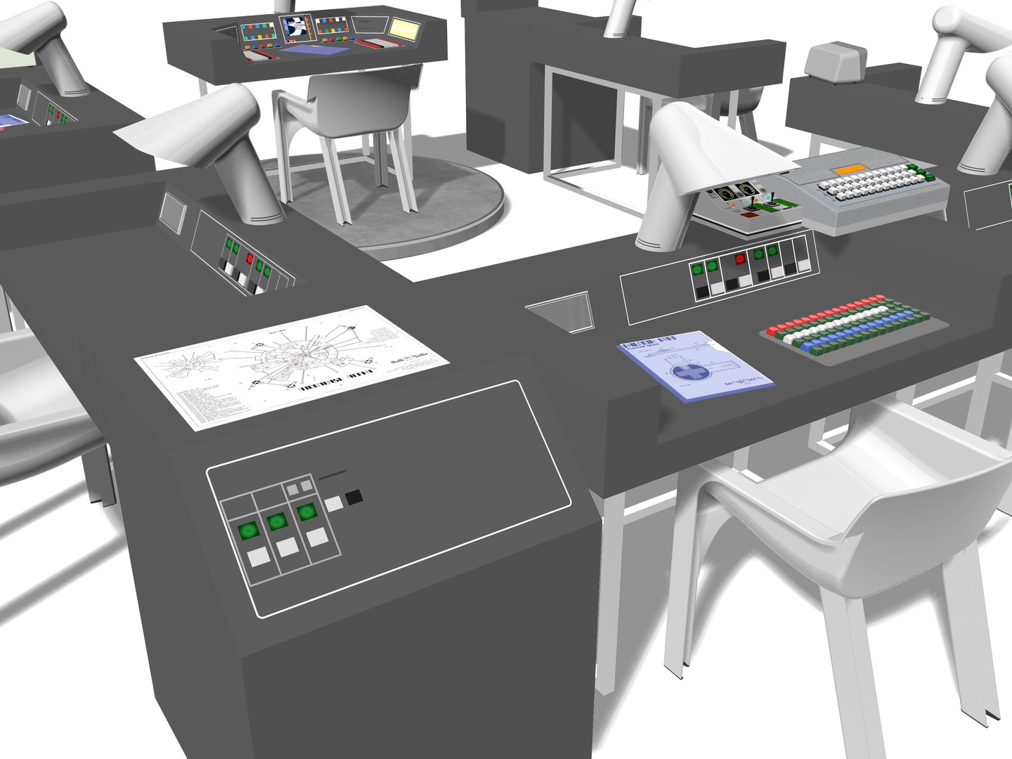 Moonbase Main Mission Desks 3D Model - TurboSquid 1981354