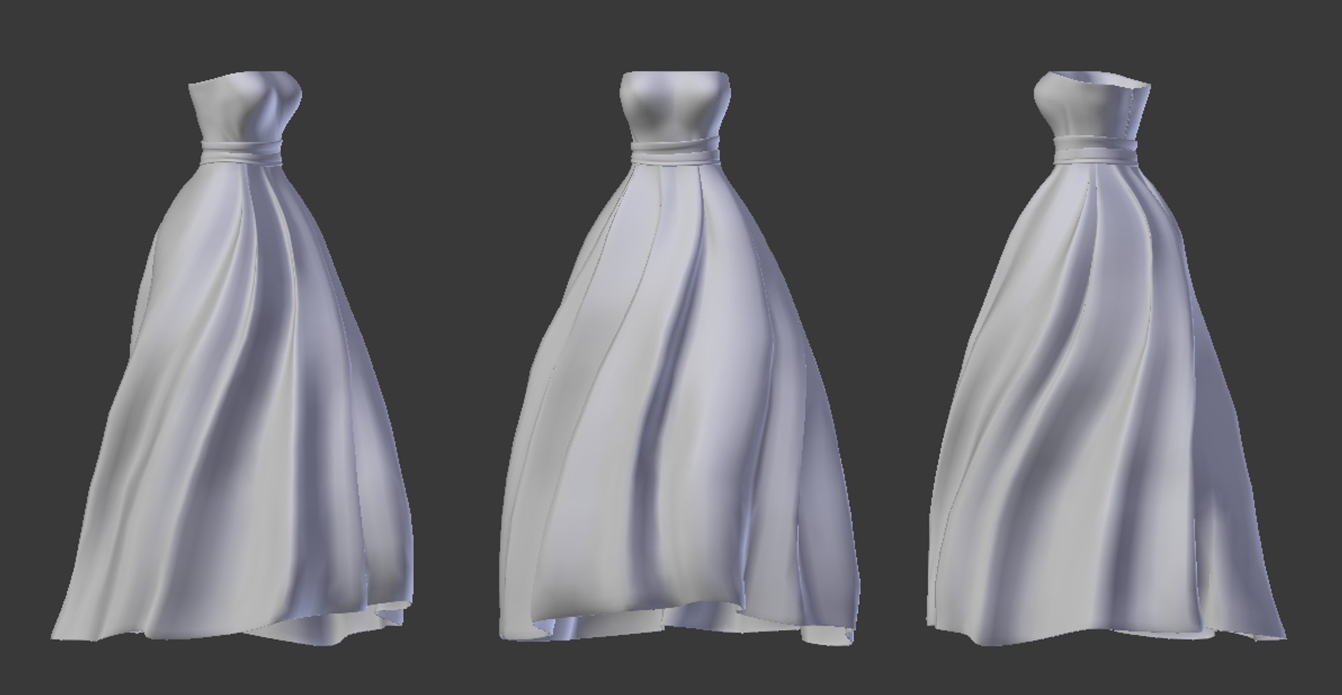 3D Model Gown Blue - TurboSquid 1427417