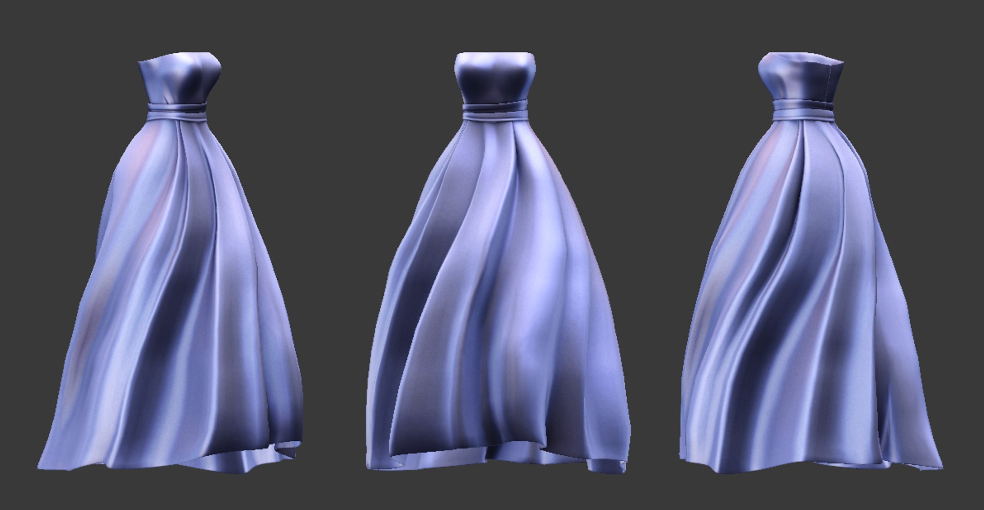3D Model Gown Blue - TurboSquid 1427417