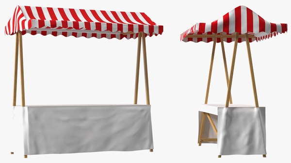 3D Wooden Market Stall with Cloth model - TurboSquid 1919549