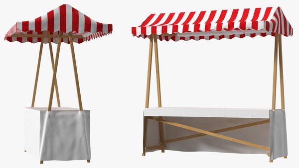 3D Wooden Market Stall with Cloth model - TurboSquid 1919549