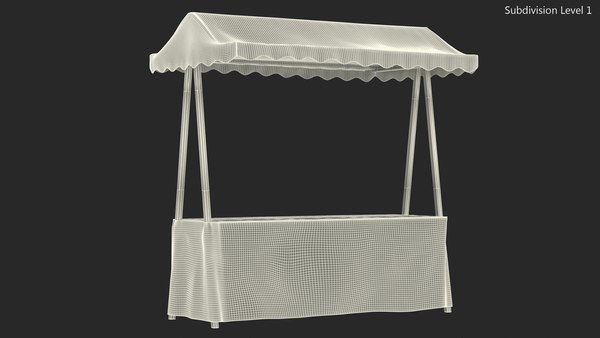 3D Wooden Market Stall with Cloth model - TurboSquid 1919549