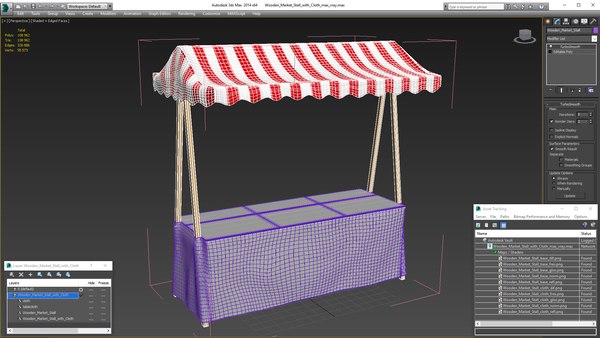 3D Wooden Market Stall with Cloth model - TurboSquid 1919549