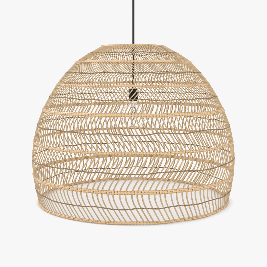 HK Living Wicker Hanging Large Lamp model - TurboSquid 2174952