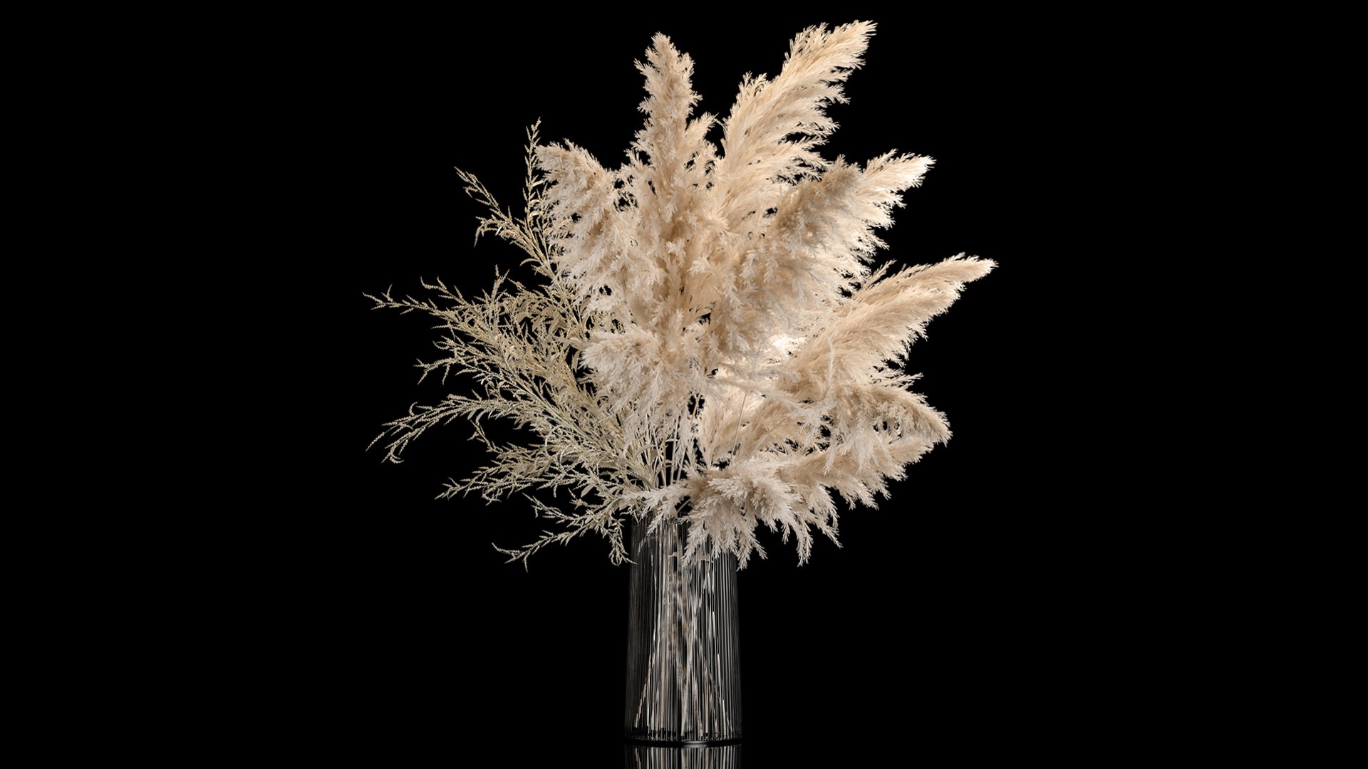Bouquet Of Pampas Grass In A Vase Dried Flowers 3D - TurboSquid 1893989