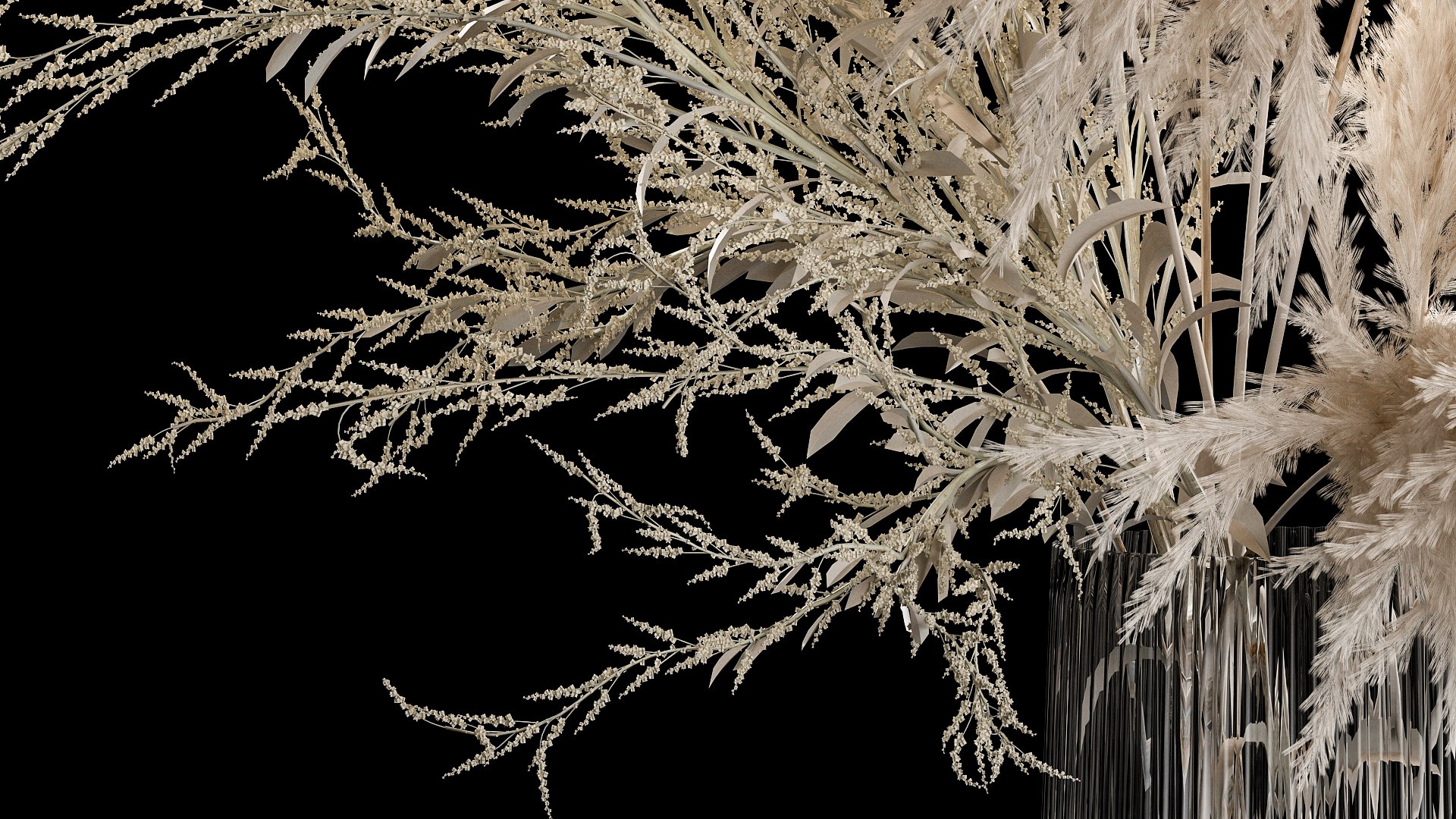Bouquet Of Pampas Grass In A Vase Dried Flowers 3D - TurboSquid 1893989