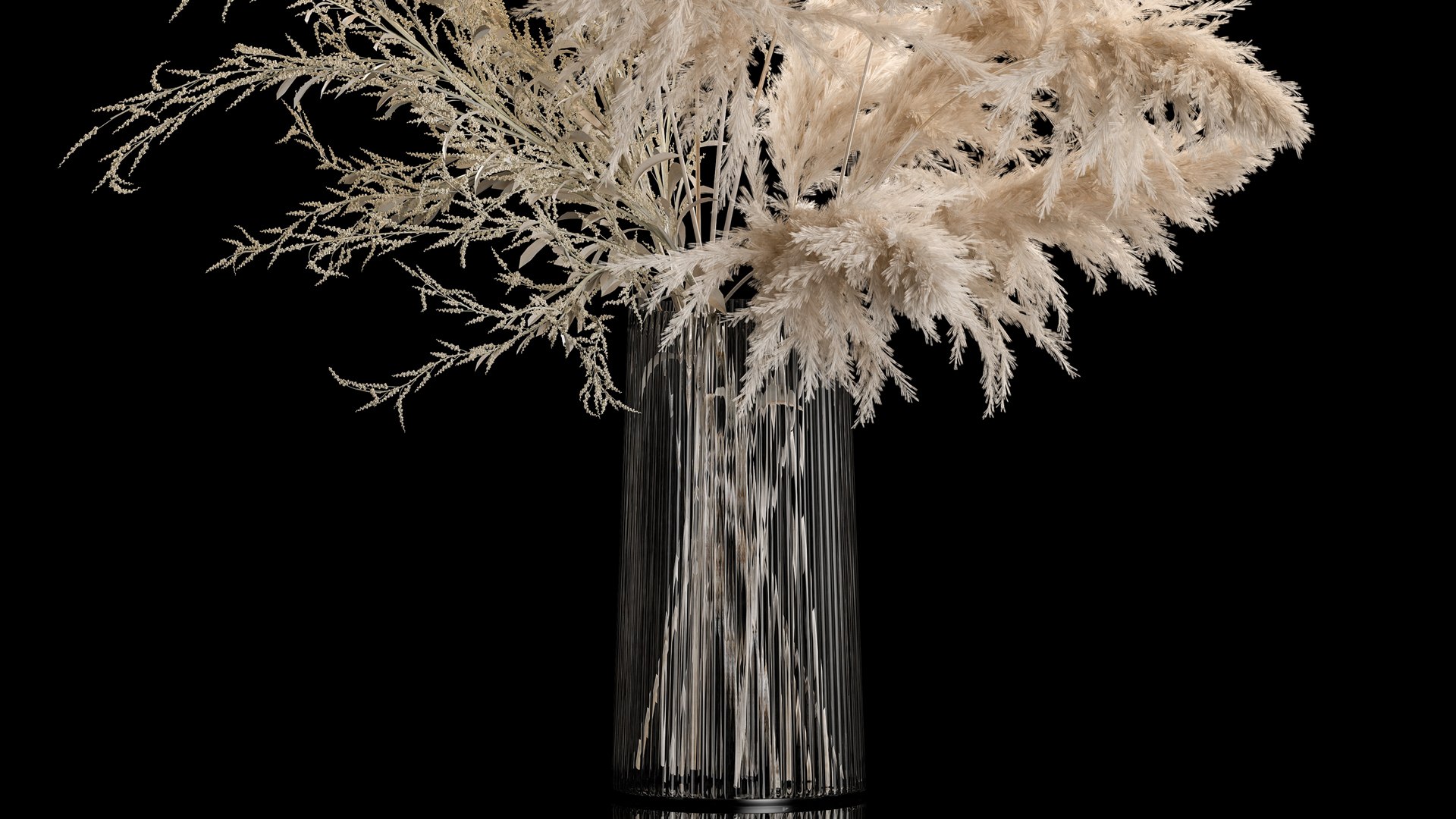 Bouquet Of Pampas Grass In A Vase Dried Flowers 3D - TurboSquid 1893989