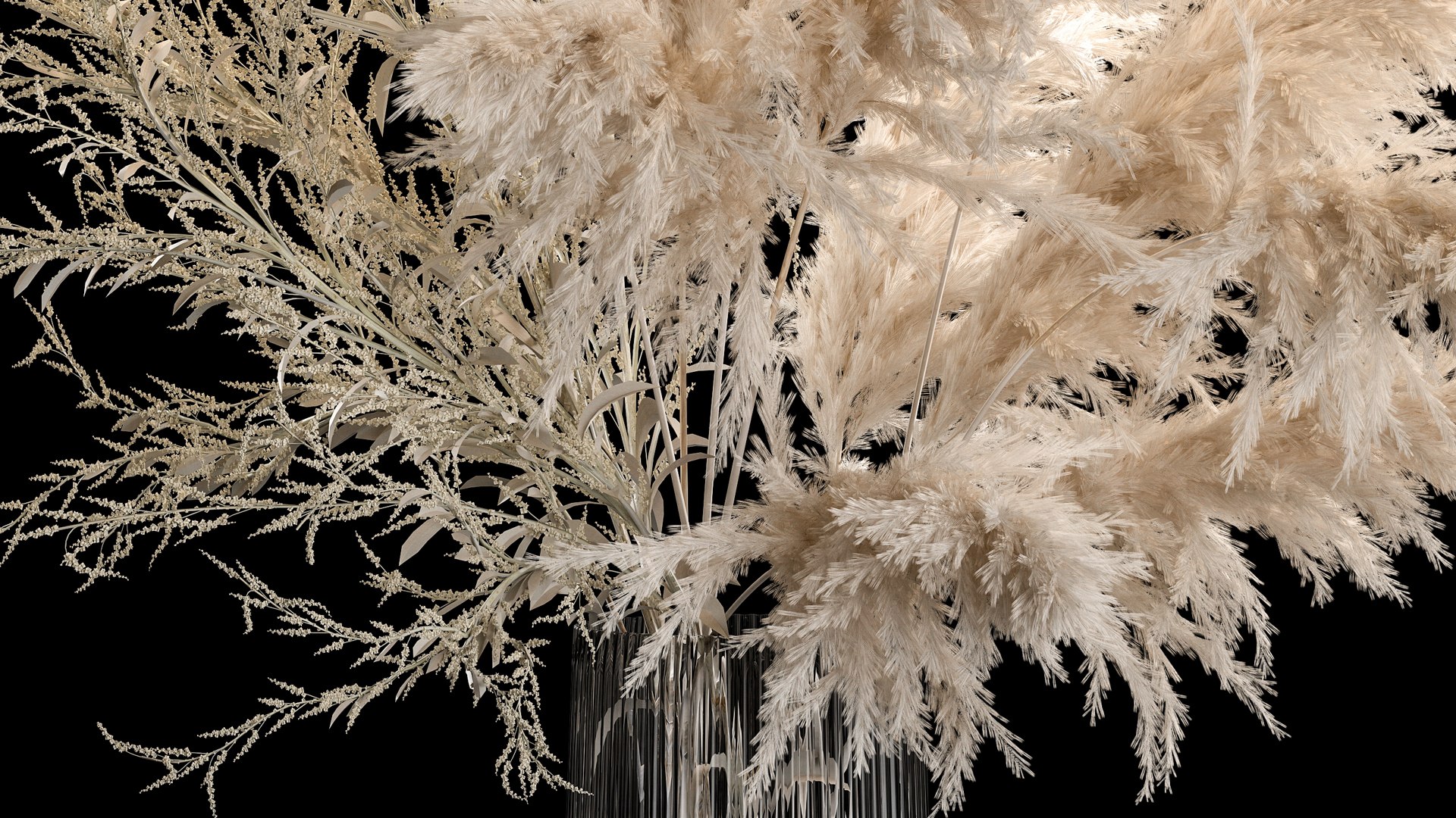 Bouquet Of Pampas Grass In A Vase Dried Flowers 3D - TurboSquid 1893989
