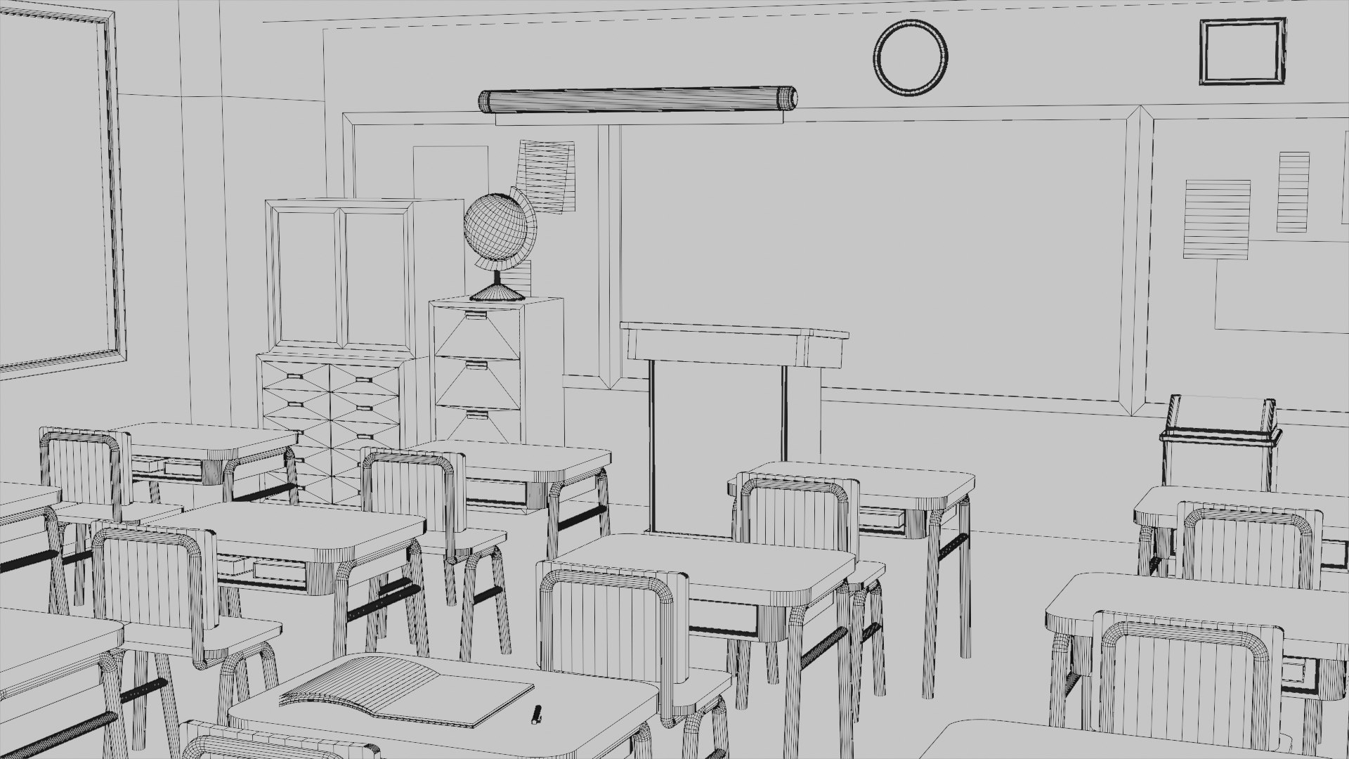 Anime Classroom Model - TurboSquid 1733560
