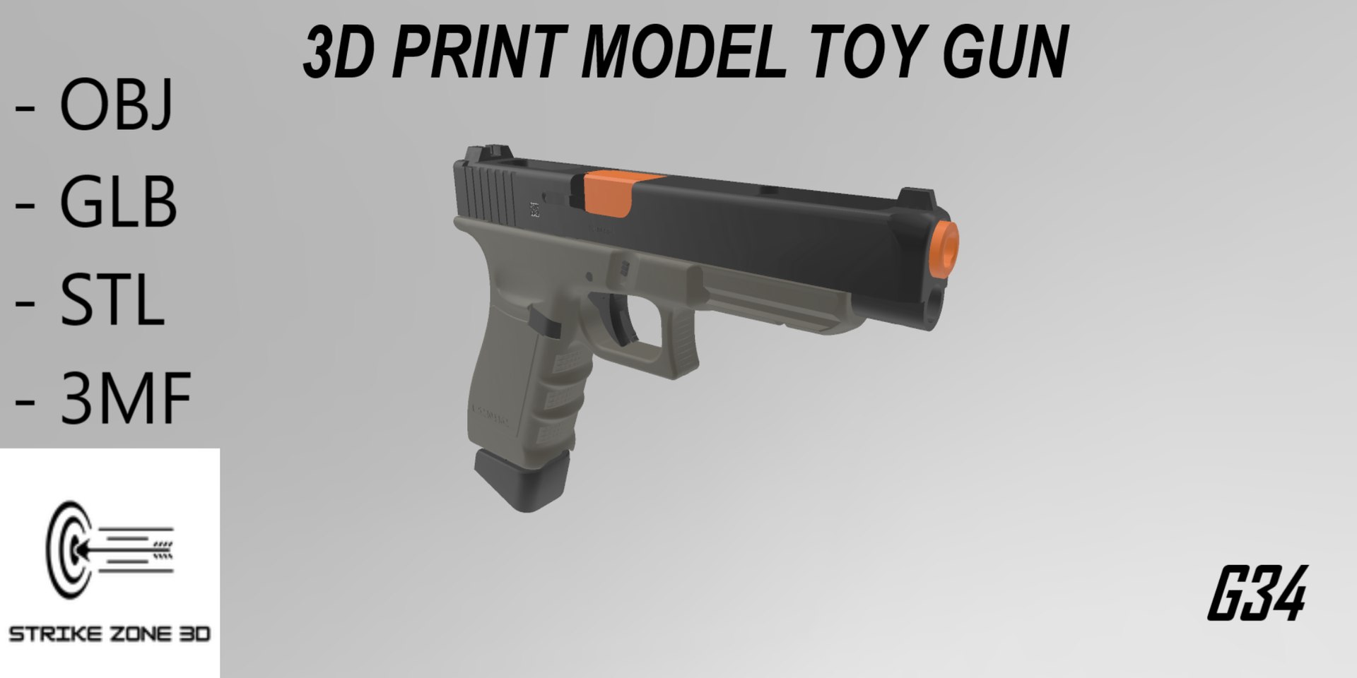 G34 3D Print Toy Gun Model - TurboSquid 2315928