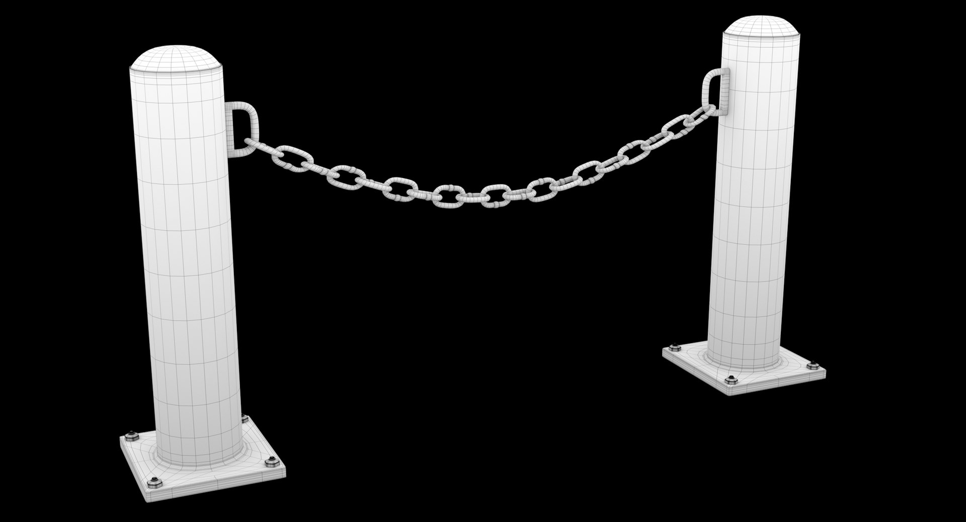 3D Bollards - Chained - TurboSquid 2092886
