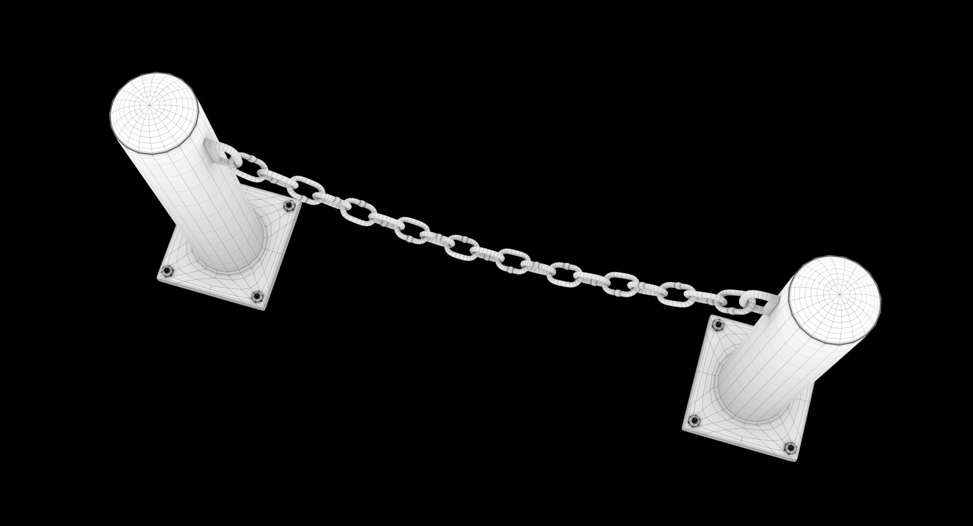 3D Bollards - Chained - TurboSquid 2092886