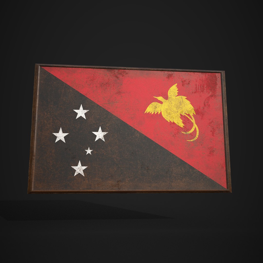 3D Old Picture Frame With Papua New Guinea Flag - Game Ready PBR Low ...