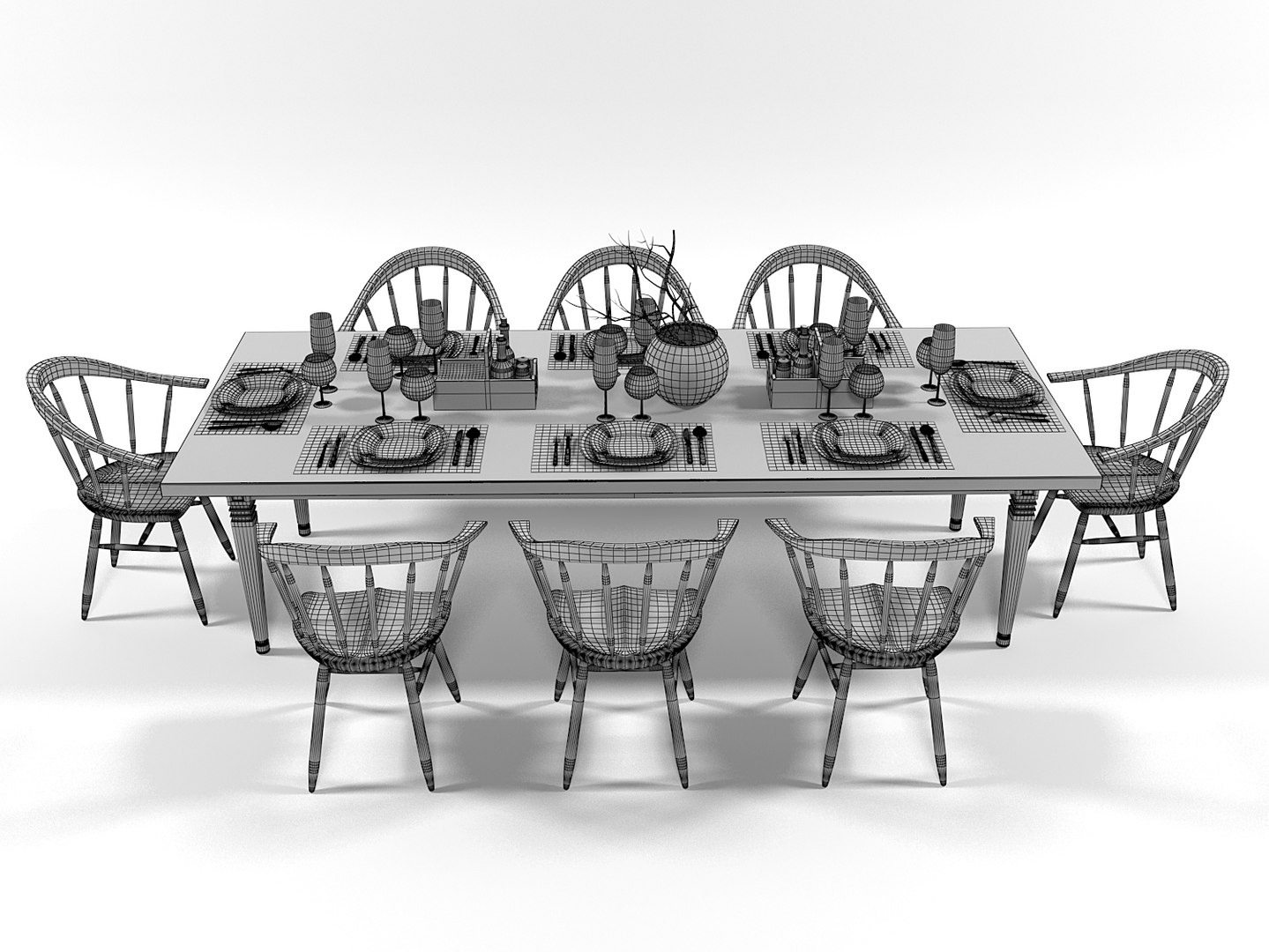 Dining Set Model - TurboSquid 1392511