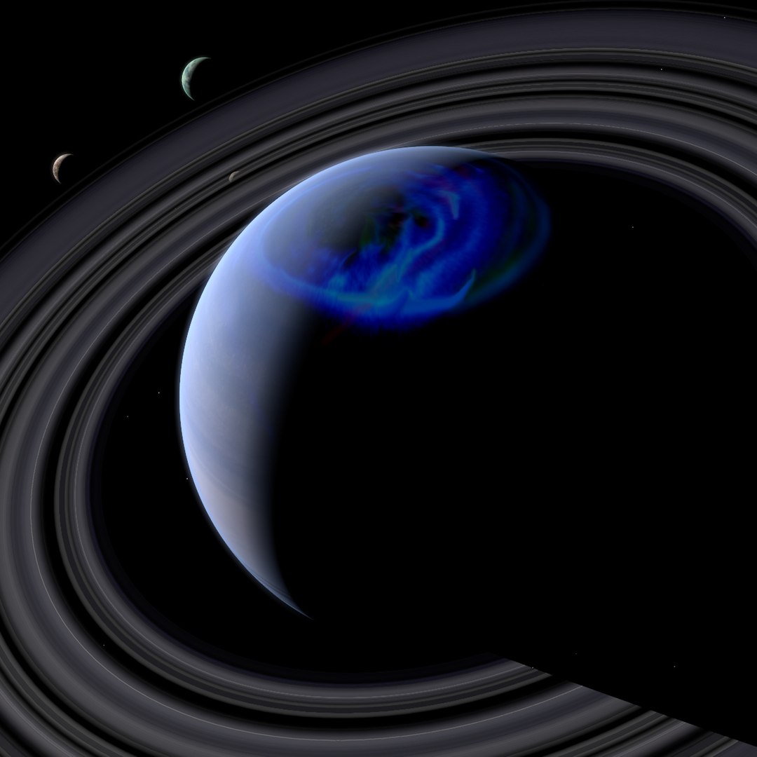 Fictional Alien Gas Planet 8k With Rings And Three Moons 3D Model ...