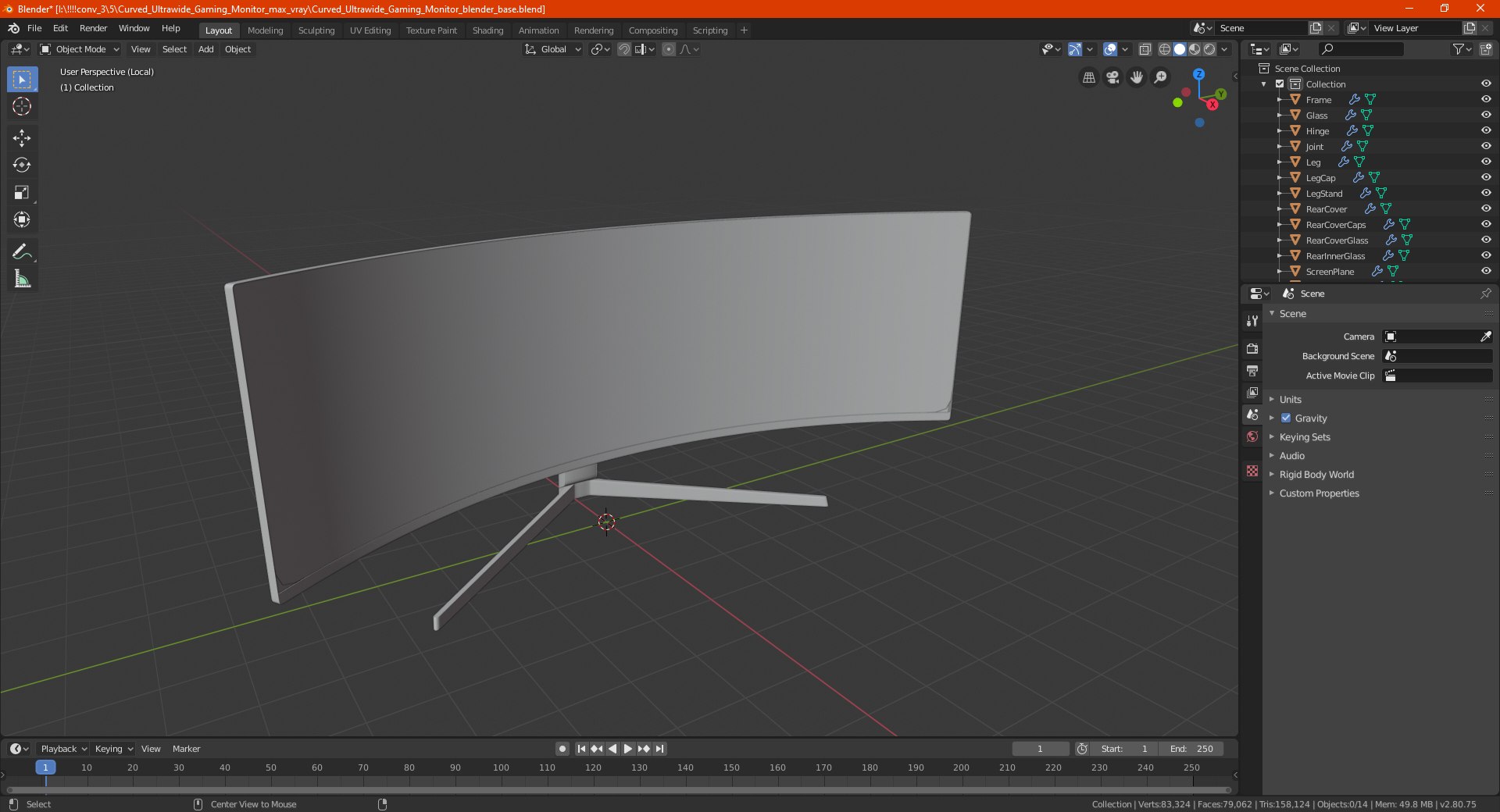 3D model Curved Ultrawide Gaming Monitor - TurboSquid 1859949