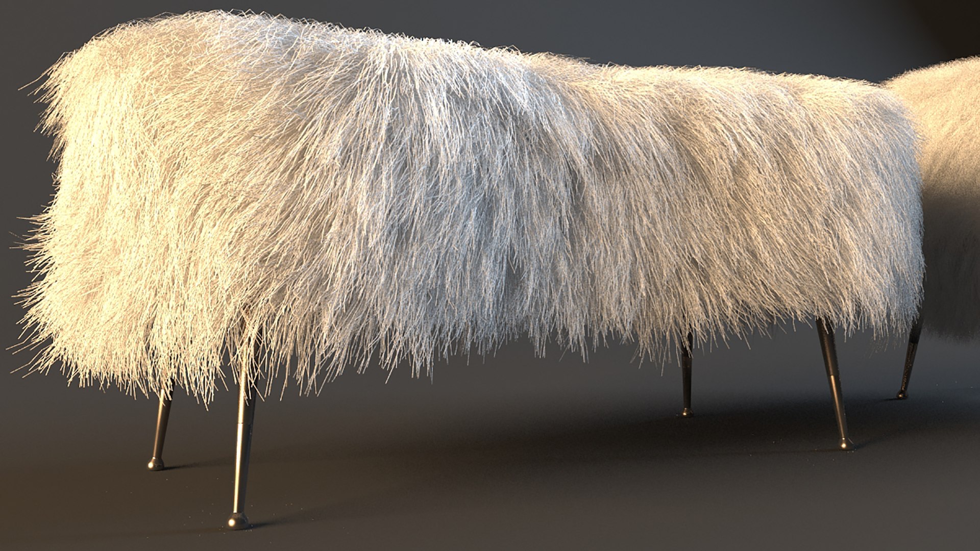 3D Faux Fur Sitting Ottoman Chair Stool Model - TurboSquid 1822157