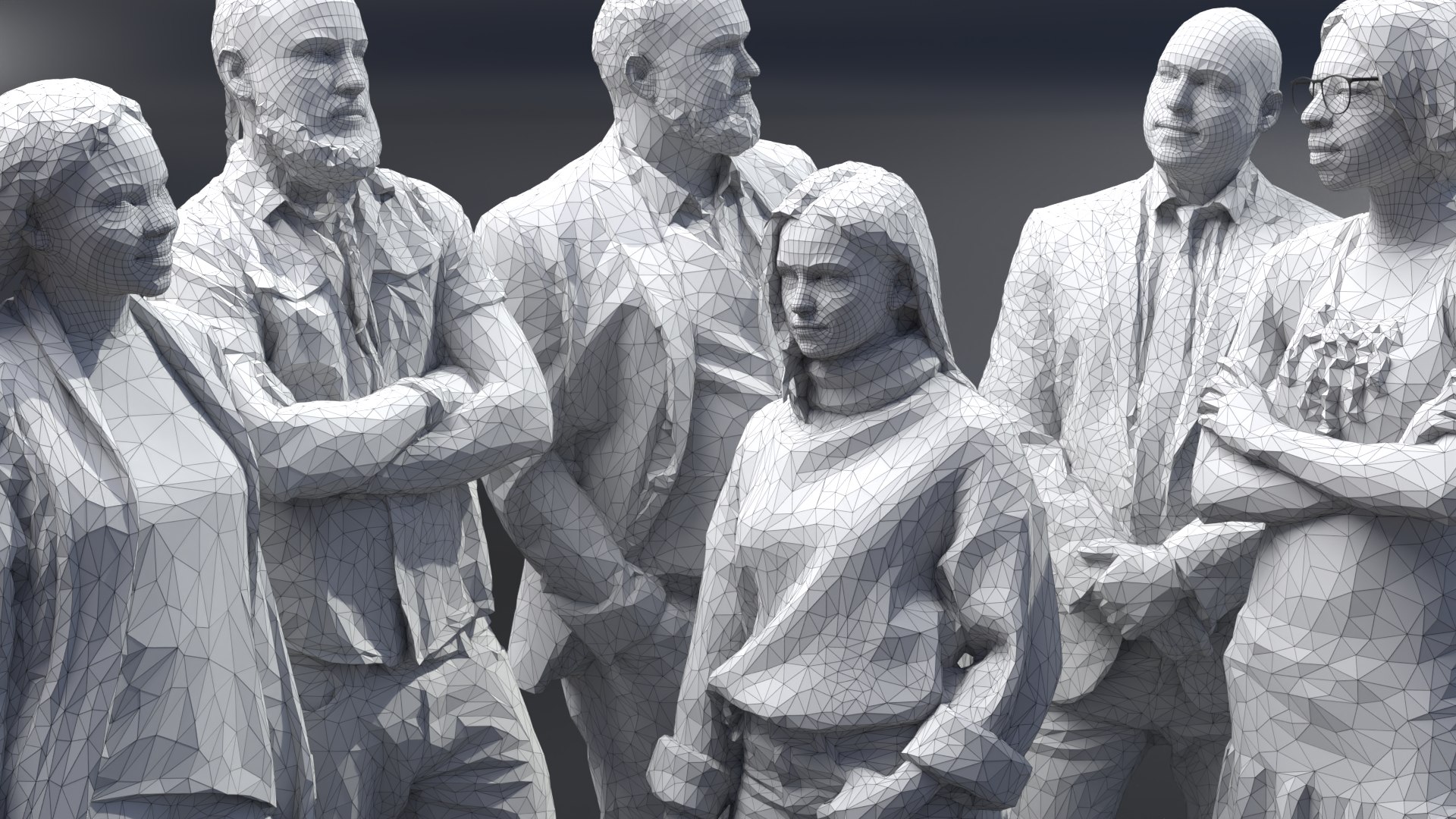 3D Model Pose People SixPack 002 - Group Of 6 3D Scanned Persons For ...