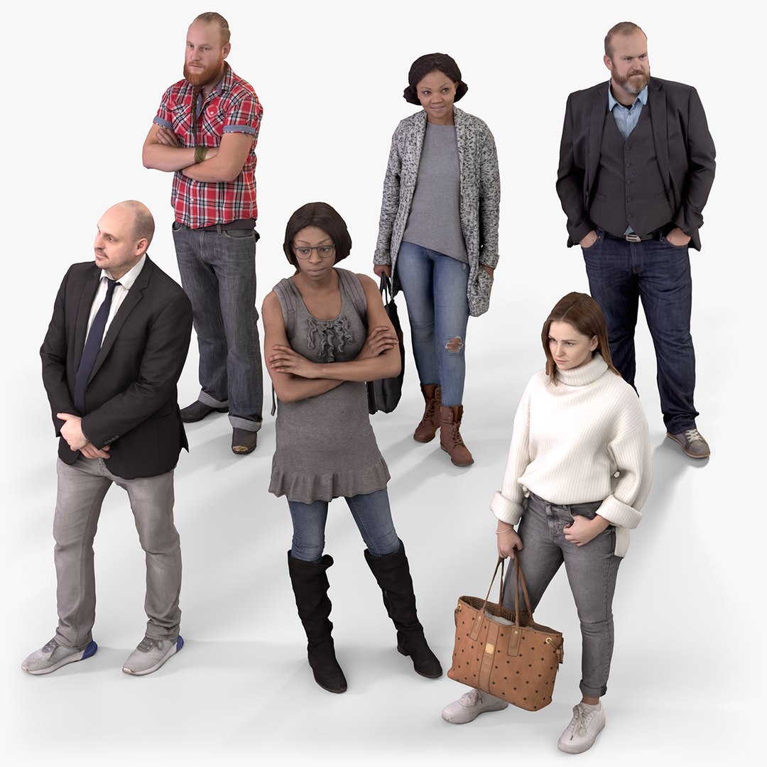 3D Model Pose People SixPack 002 - Group Of 6 3D Scanned Persons For ...