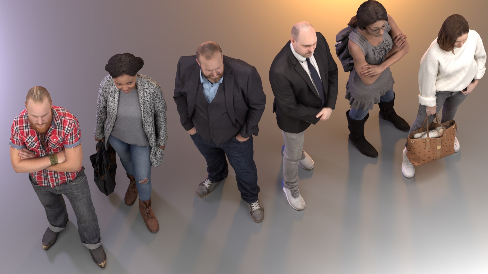 3D Model Pose People SixPack 002 - Group Of 6 3D Scanned Persons For ...