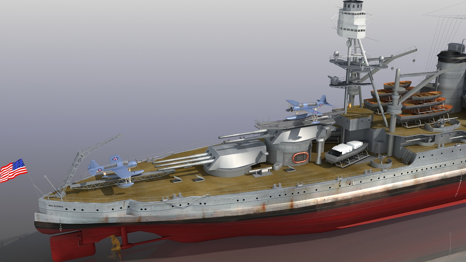 3D USS Oklahoma BB-37 model - TurboSquid 2086978