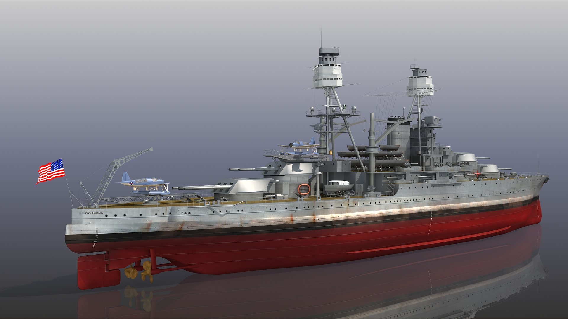 3D USS Oklahoma BB-37 model - TurboSquid 2086978