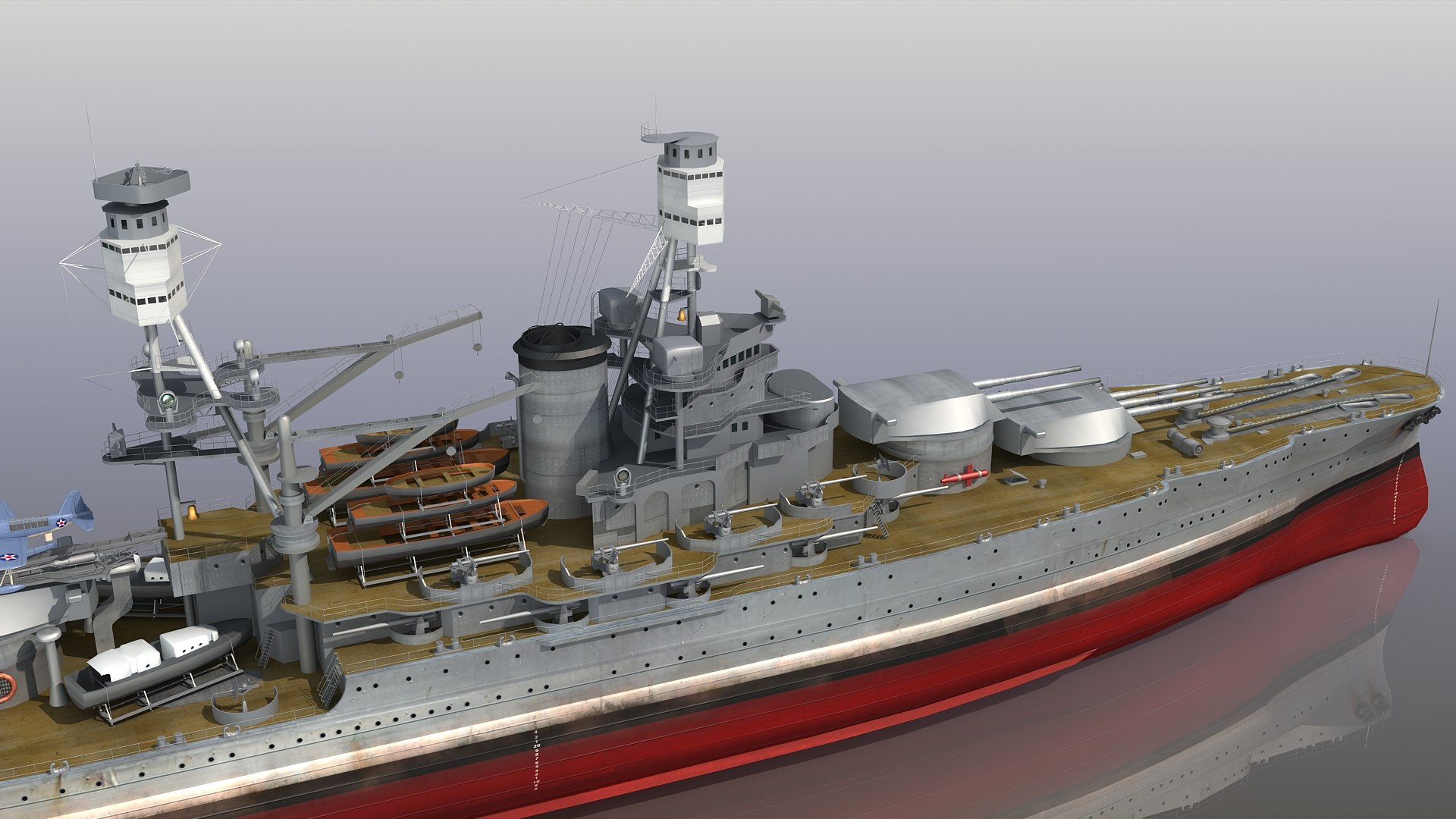 3D USS Oklahoma BB-37 model - TurboSquid 2086978