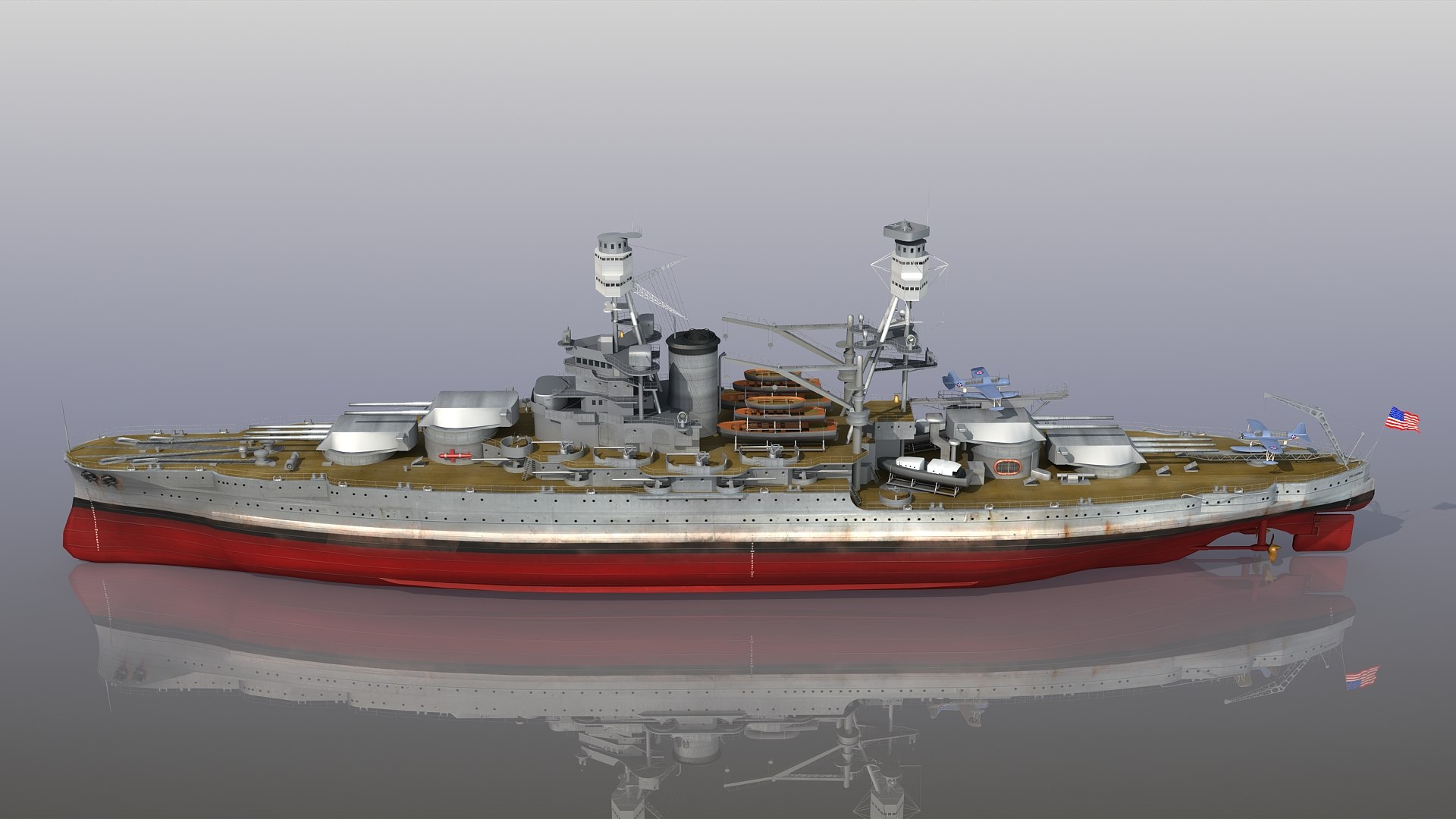3D USS Oklahoma BB-37 model - TurboSquid 2086978