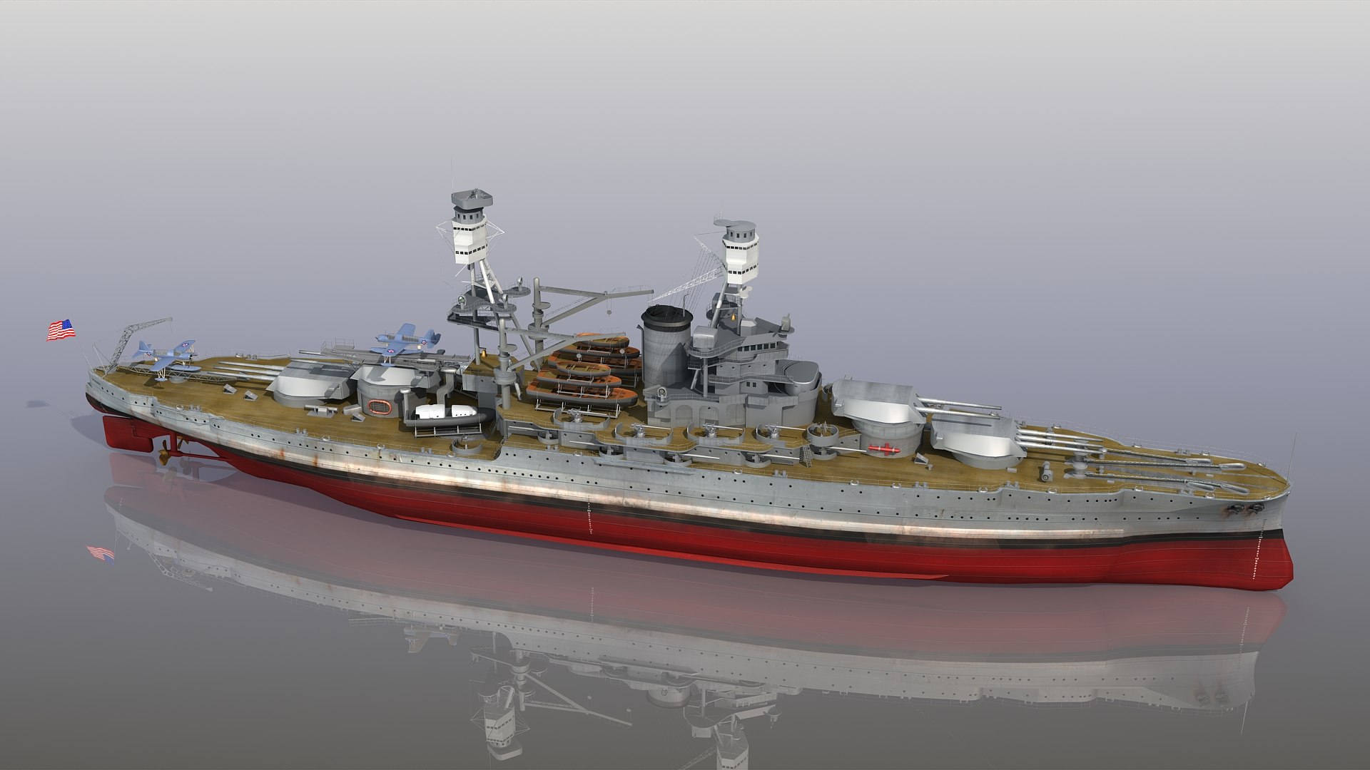 3D USS Oklahoma BB-37 model - TurboSquid 2086978