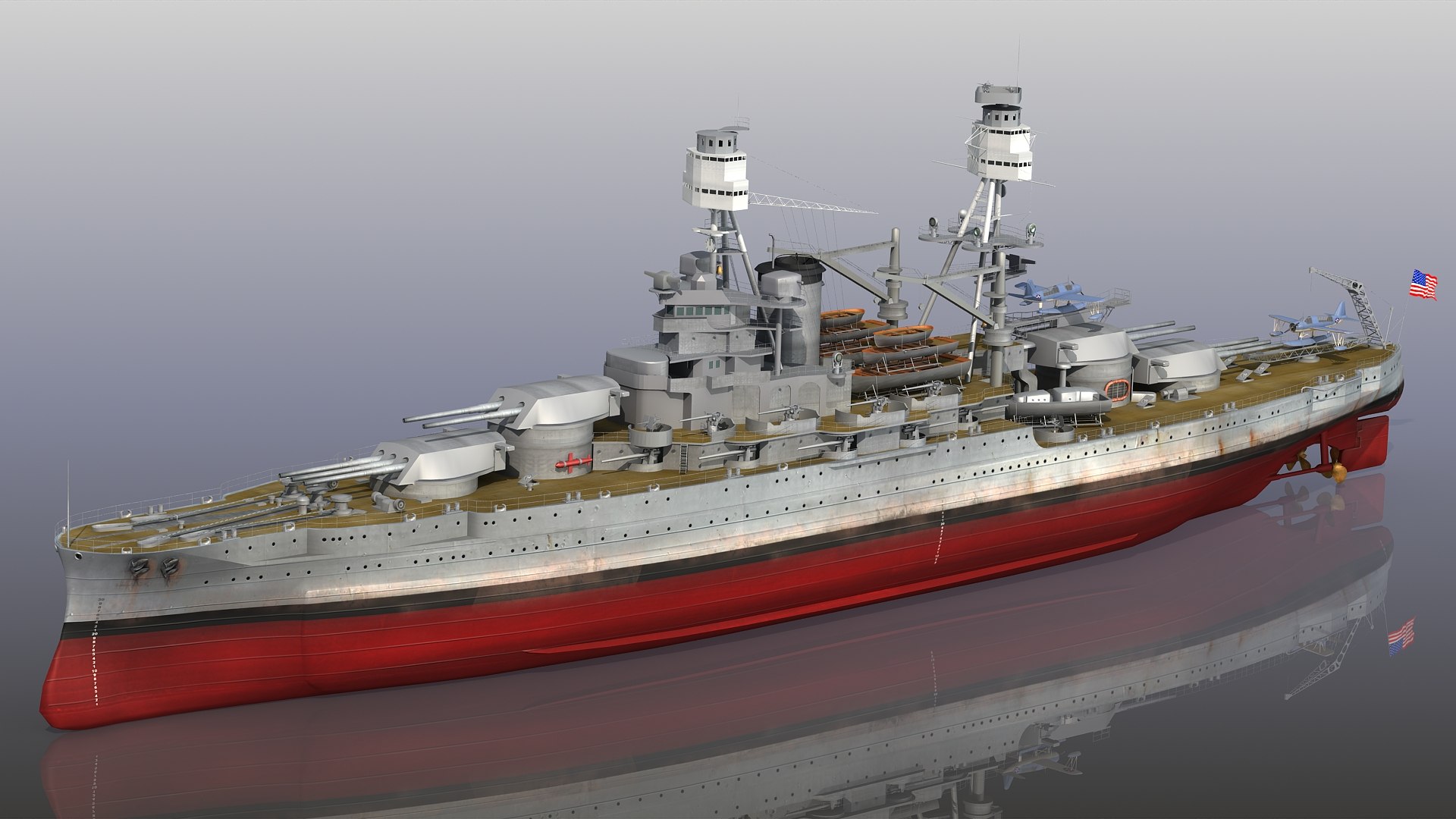 3D USS Oklahoma BB-37 Model - TurboSquid 2086978